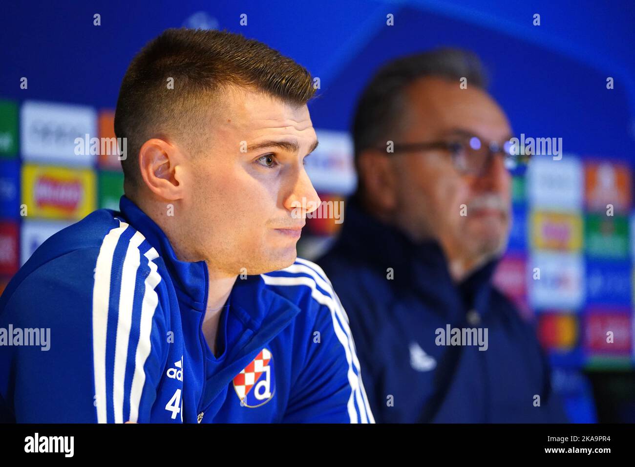 Dinamo Zagreb goalkeeper Dominik Livakovic during a press conference at ...