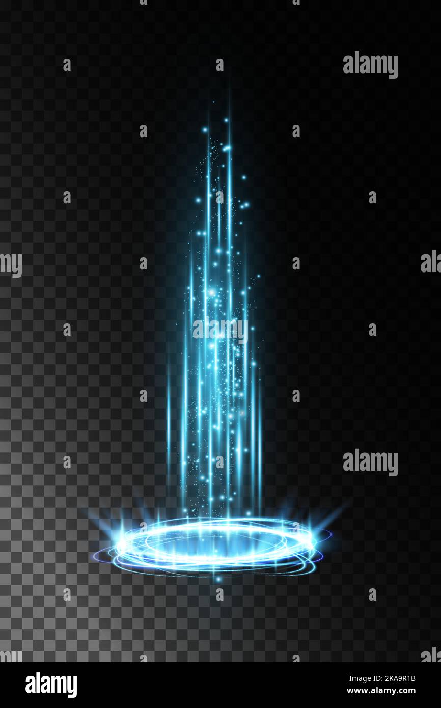 Magic fantasy portal. Futuristic teleport. light effect. Night scene ...