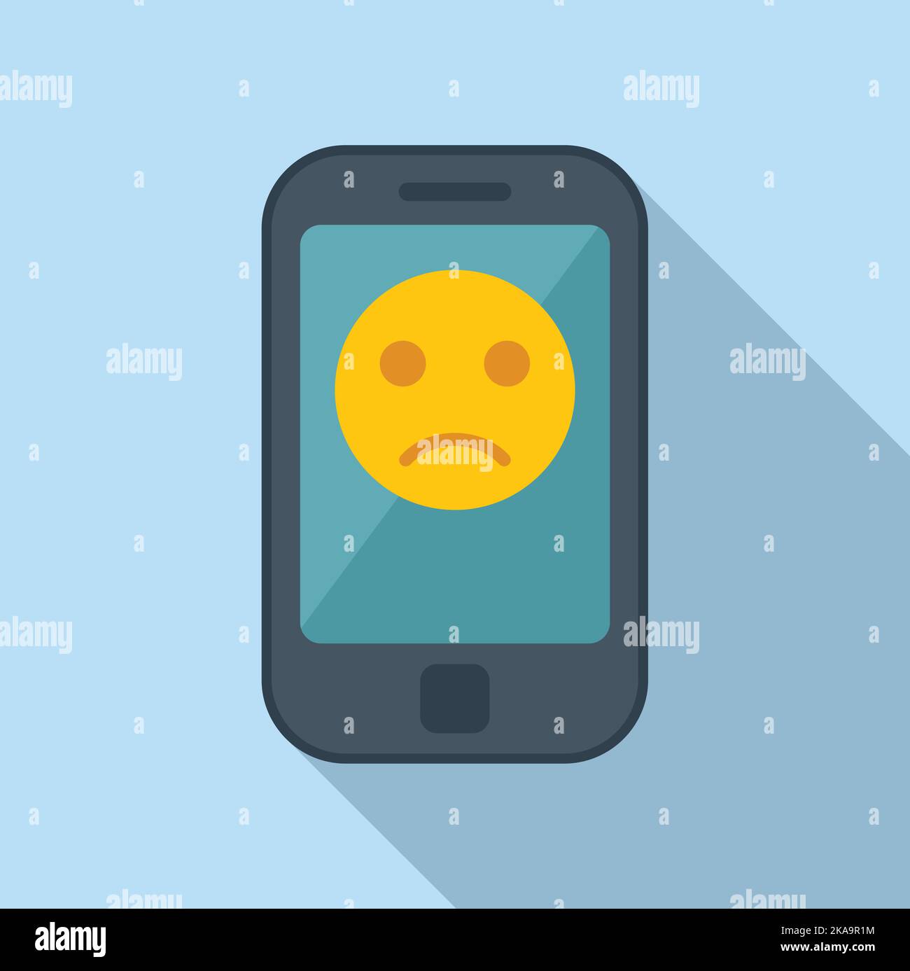 Smartphone dislike icon flat vector. Social media. Person facebook ...
