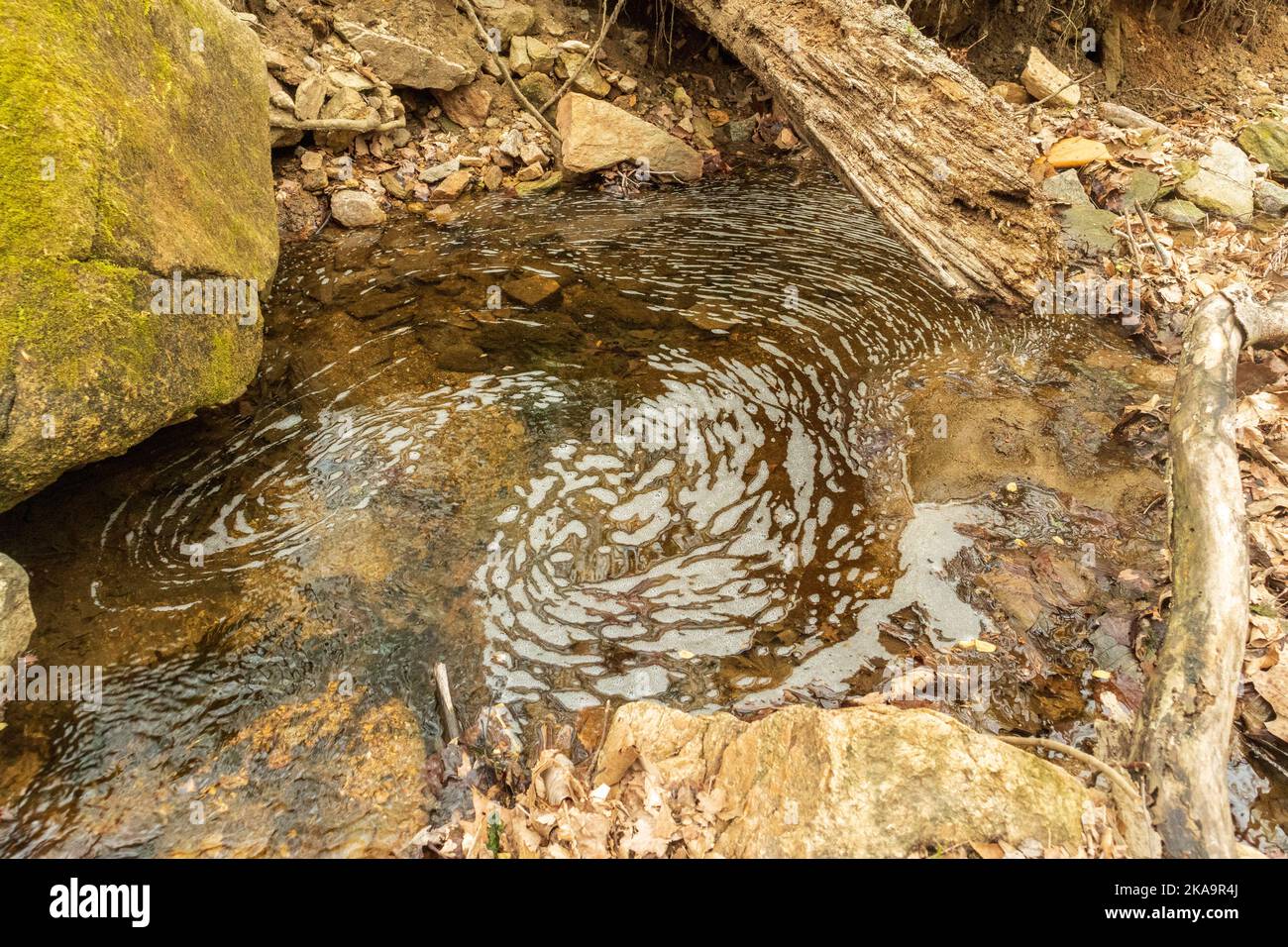 A small creek in Patapsco State valley Park in Baltimore, Maryland ...