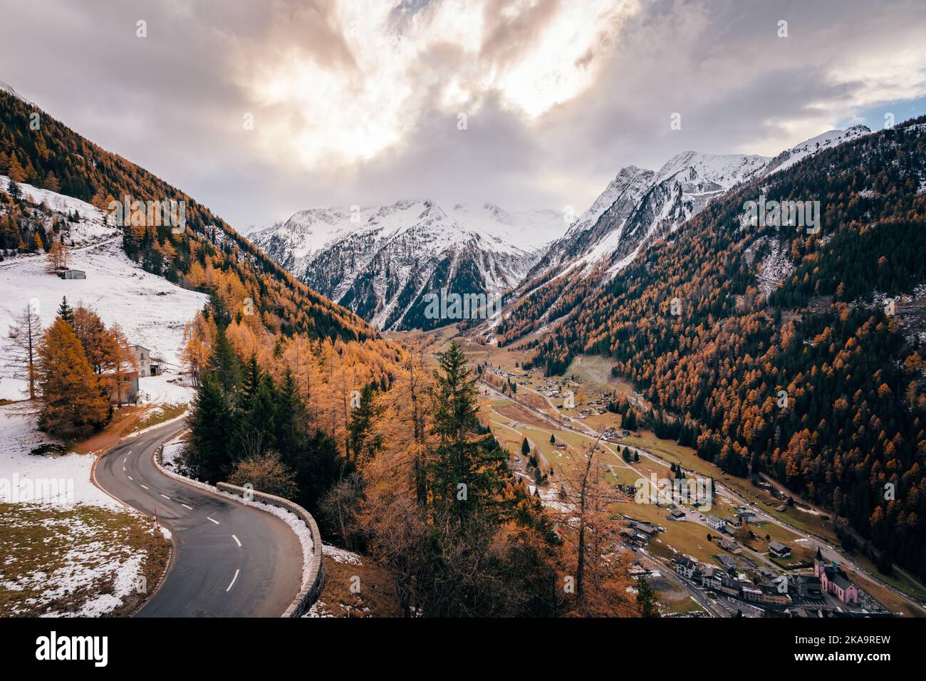 A beautiful view of the Col de la Forclaz mountain ranges with ...