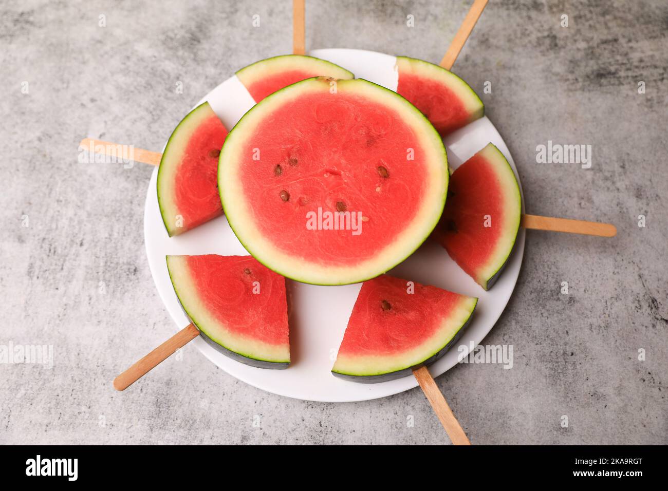 Watermelon cut into popsicle shapes Stock Photo - Alamy