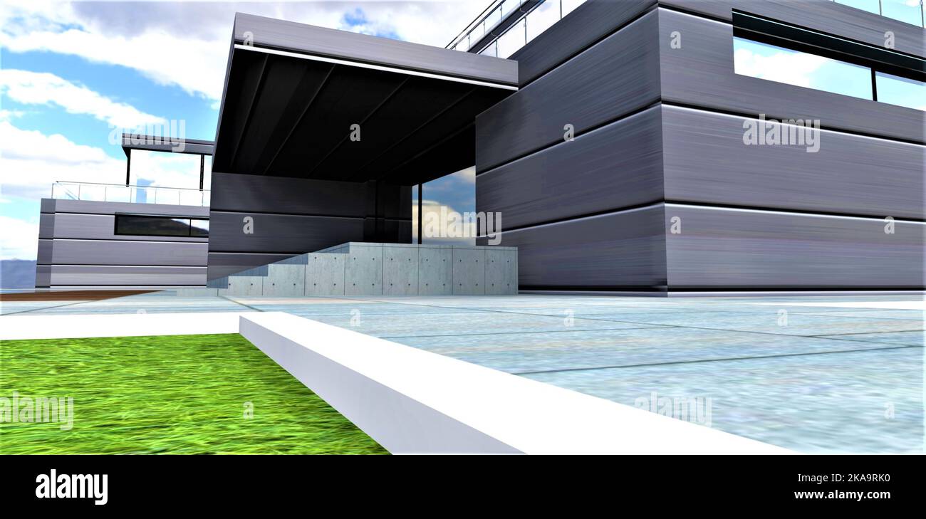 White stone curb of a footpath paved with roofed concrete slabs on a ...