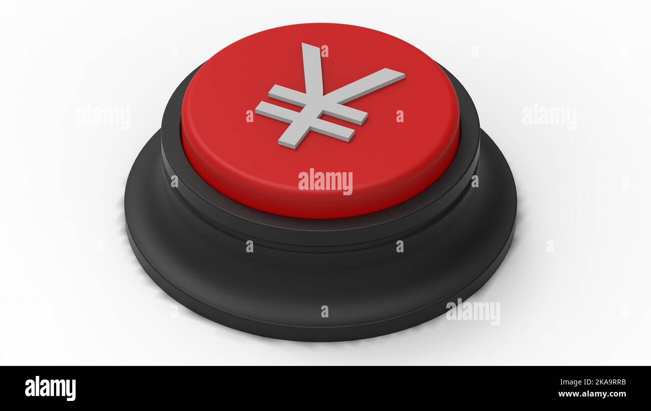 red button isolated yuan yen illustration 3d render Stock Photo - Alamy