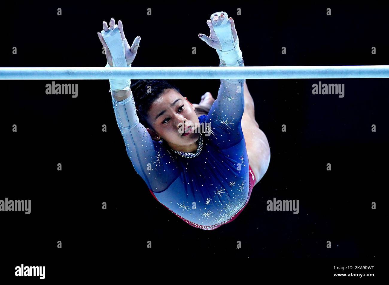 USA's Leanne Wong on the uneven bars during day four of the FIG ...