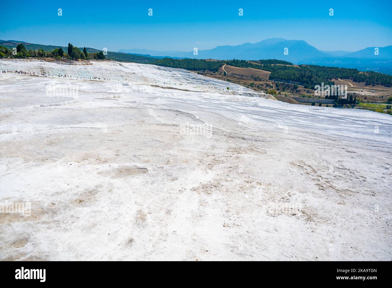 Calcite cliff of Pamukkale, white travertines in Turkey Stock Photo - Alamy