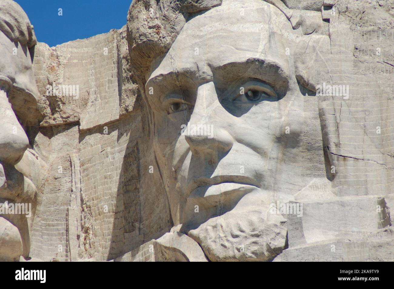 The Mount Rushmore Abe Lincoln face carved in the rock Stock Photo - Alamy