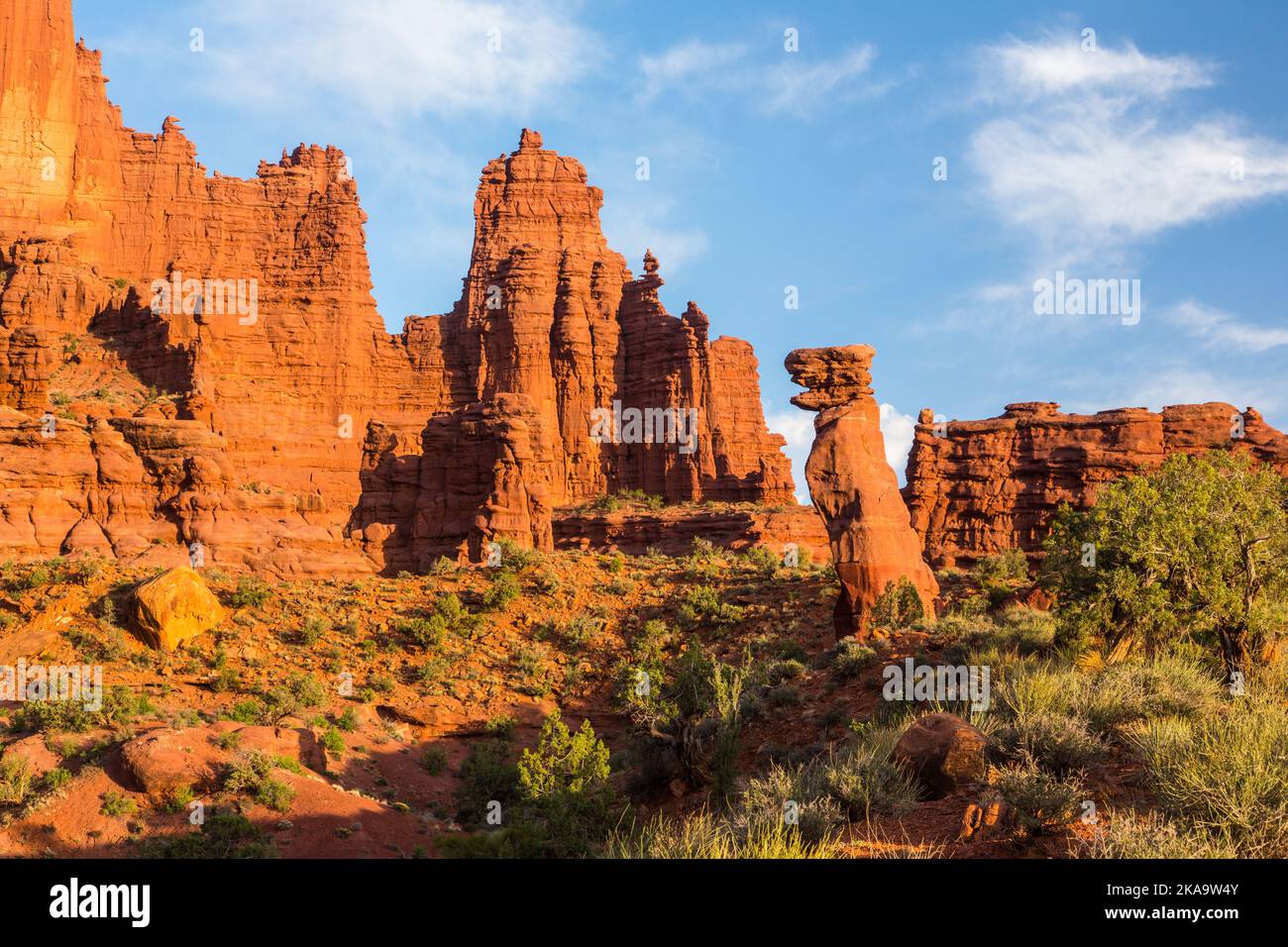 The Fisher Towers, from left, the Kingfisher, Cottontail, Ancient Art ...
