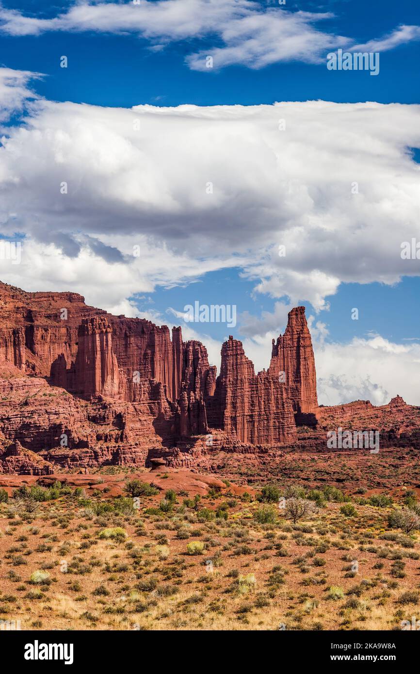 Waring Mesa and the Fisher Towers. The Titan at right is the tallest ...