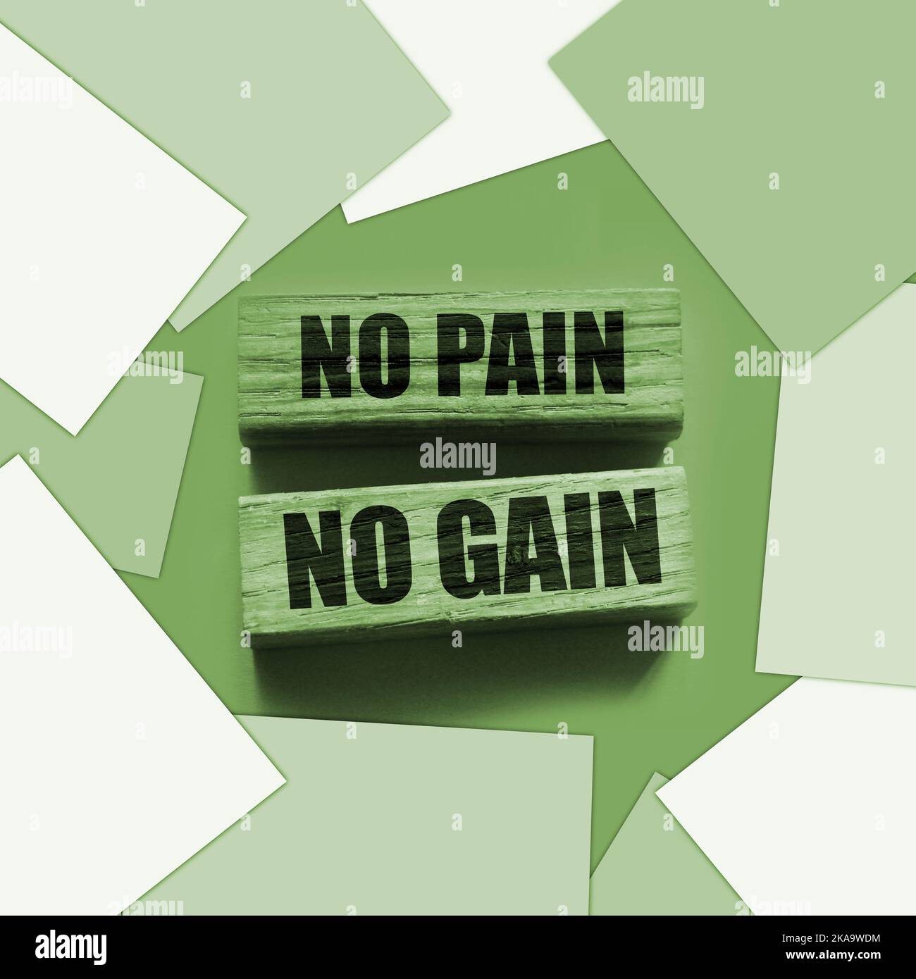 No Pain No Gain message written with wooden blocks on yellow. Business ...