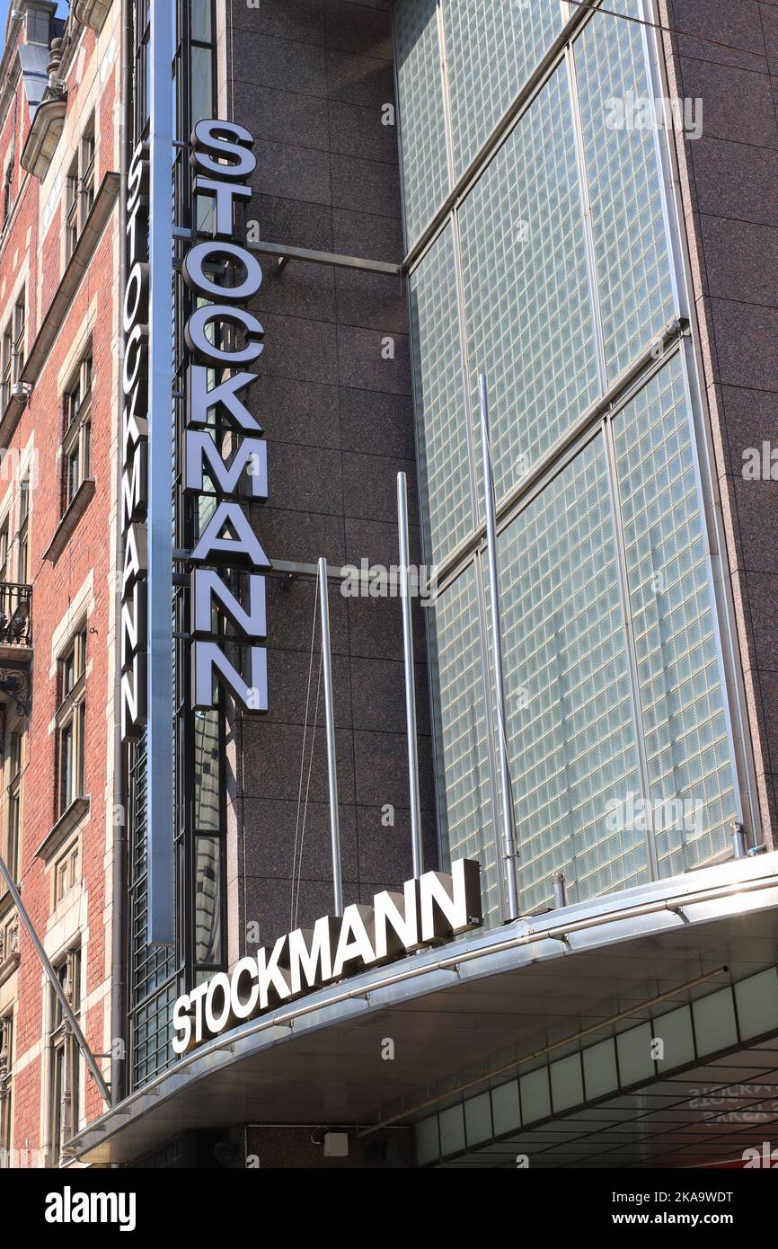Helsinki, Finland - Augugust 20, 2022: Close up view of the Stockmann ...