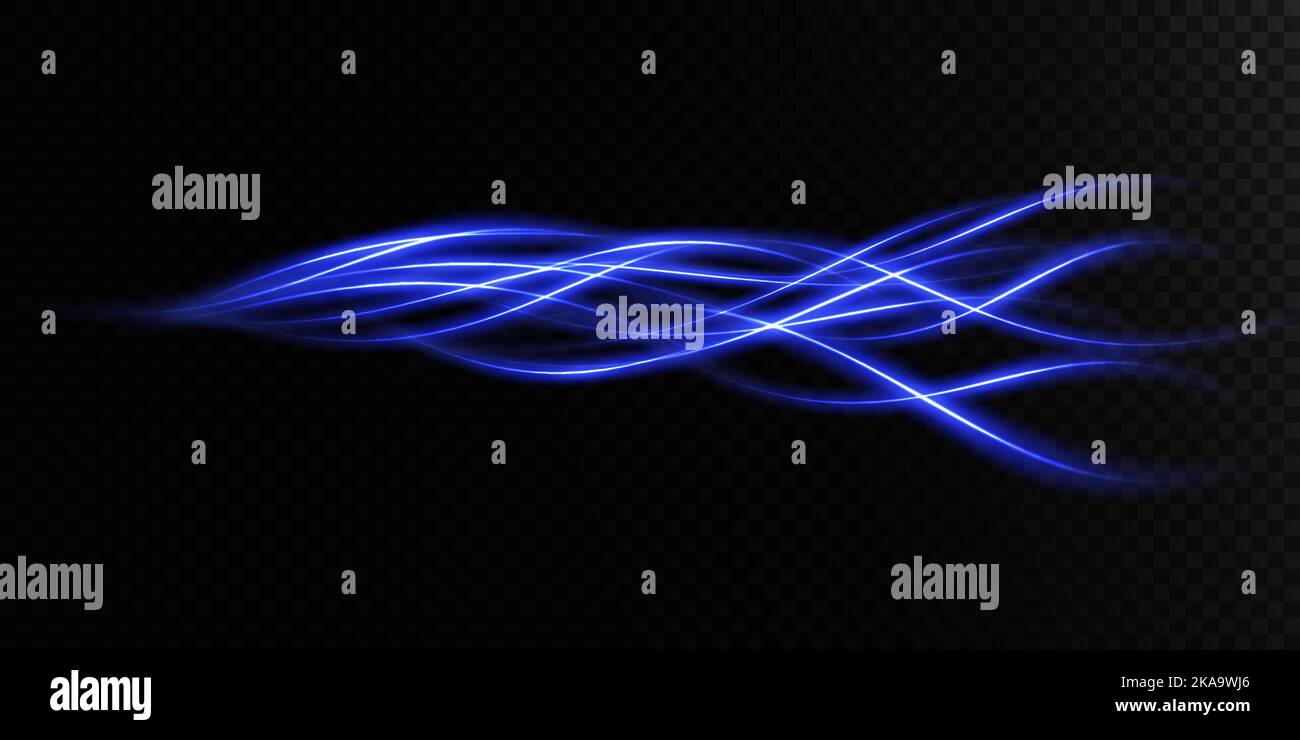 Abstract light lines of movement and speed in blue. Light everyday glowing effect. semicircular ...