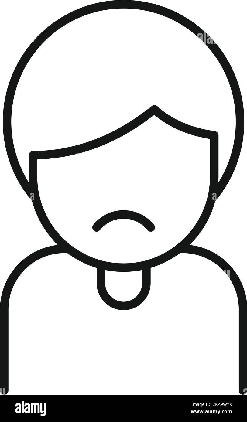 Sad person icon outline vector. Negative business. Social media Stock ...
