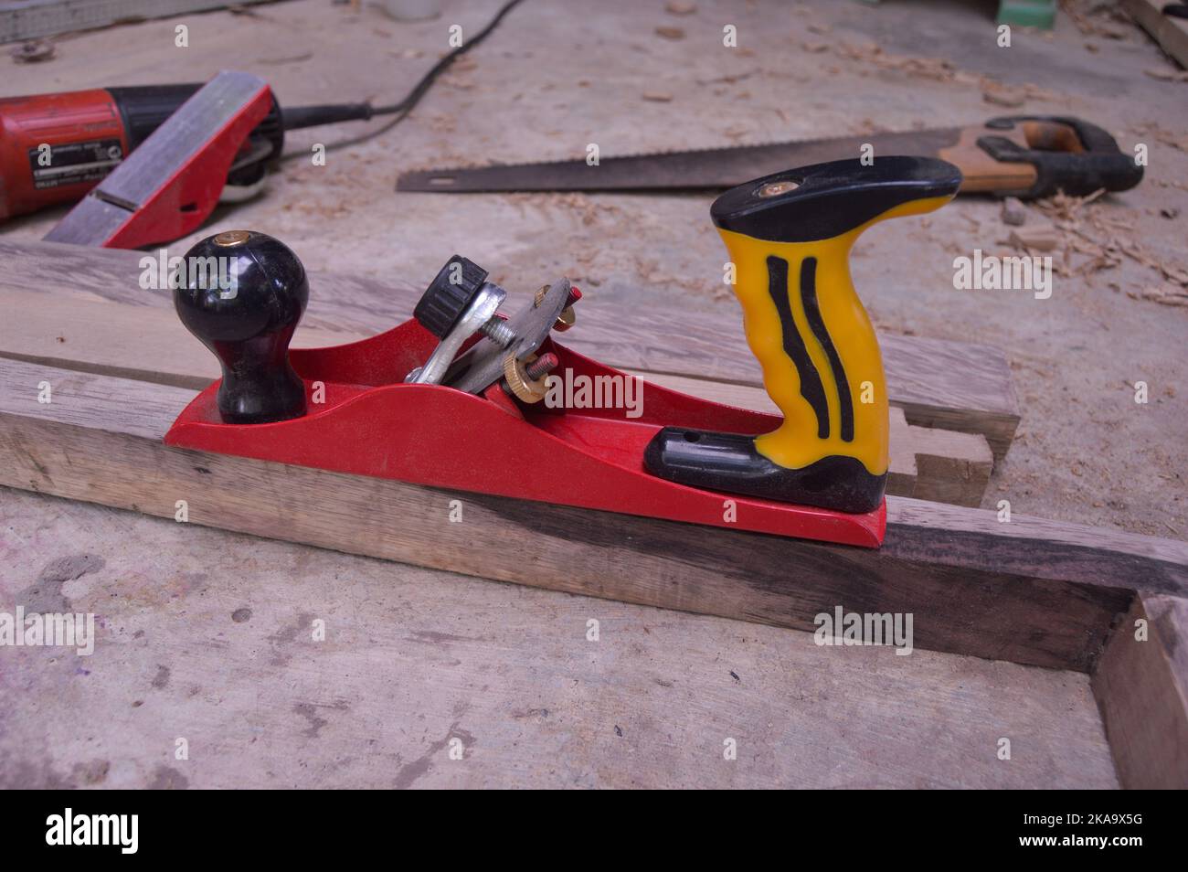 wood smoothing tool with wood craft background. manual craft tools ...