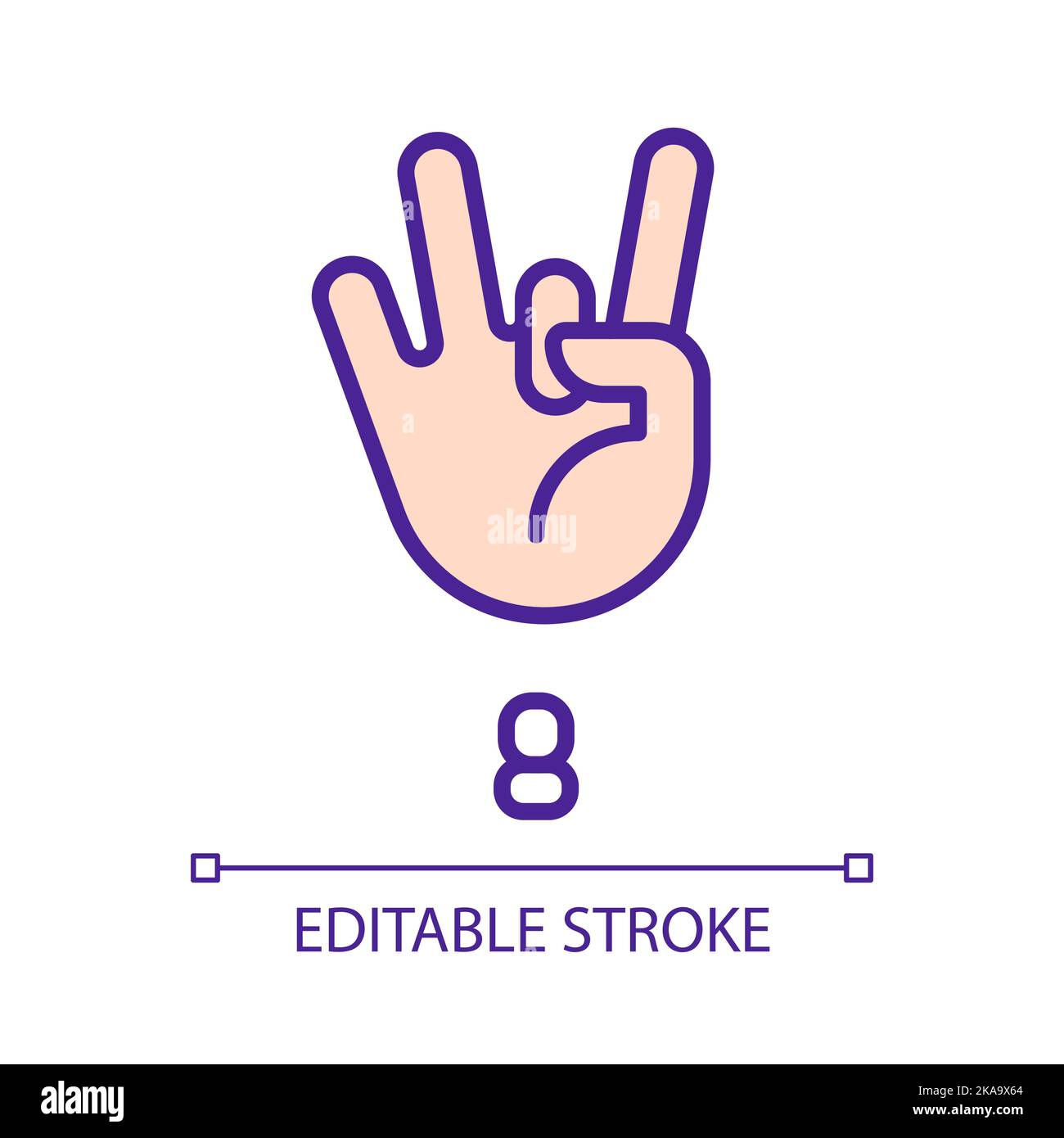 Digit eight sign in ASL pixel perfect RGB color icon Stock Vector Image ...