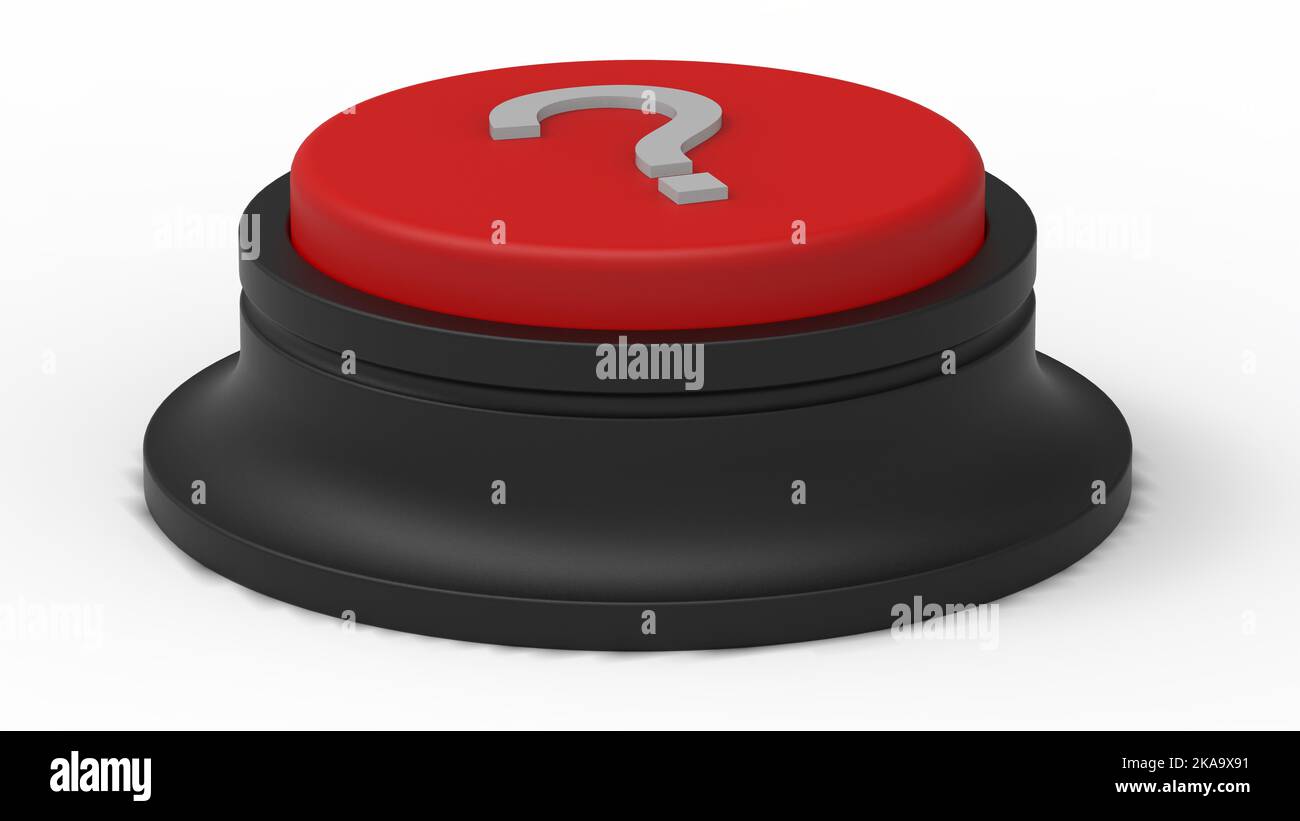 red button question mark isolated illustration 3d render Stock Photo ...