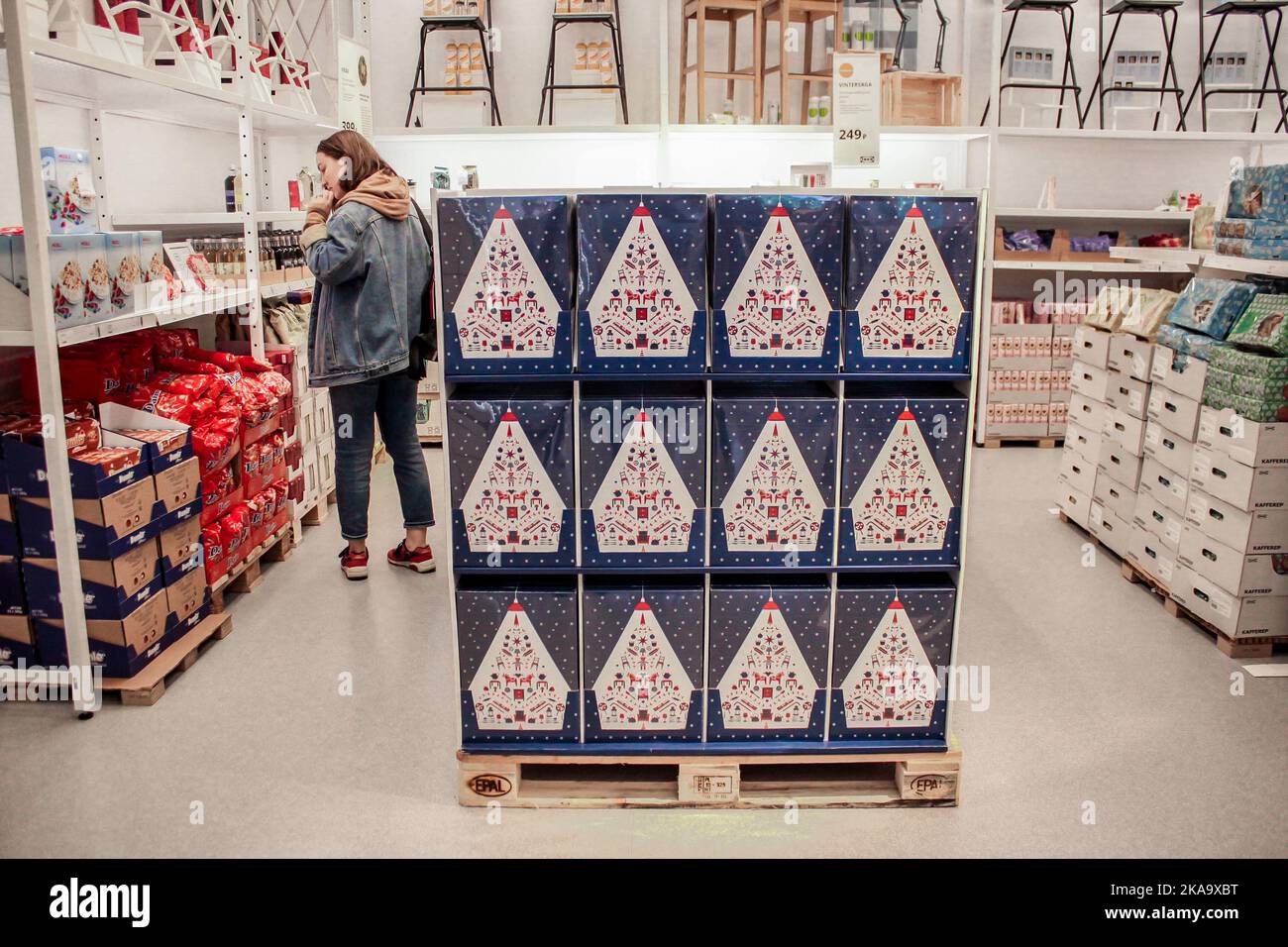 Moscow, Russia, September 2019: a Customer looks at the goods on the ...