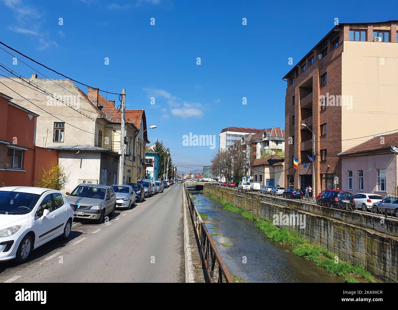 Landscape on a narrow street in Targu Mures city - Romania, Poklos ...