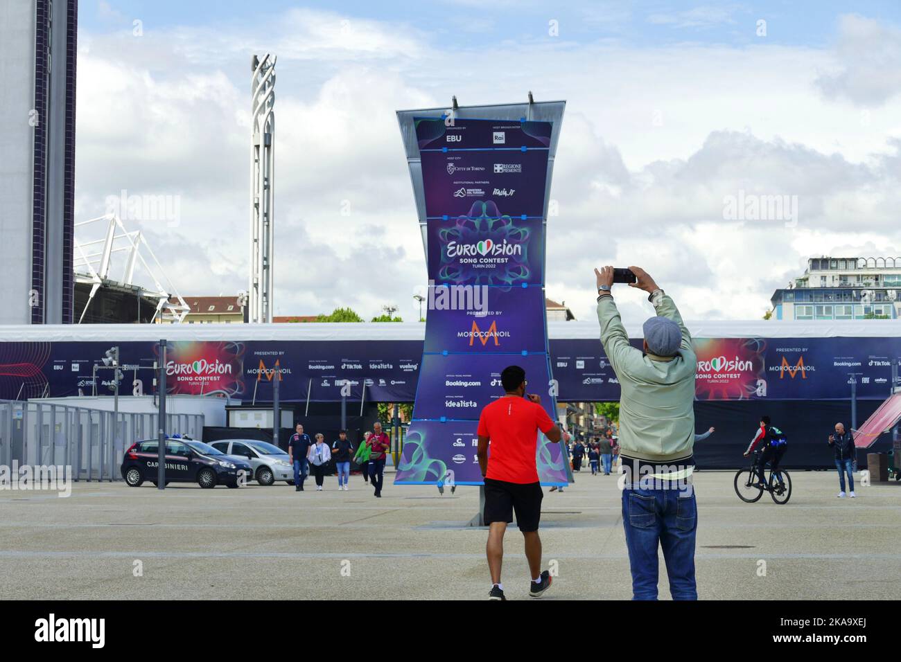 The Eurovision Song Contest logo in front of the venue of the upcoming ...