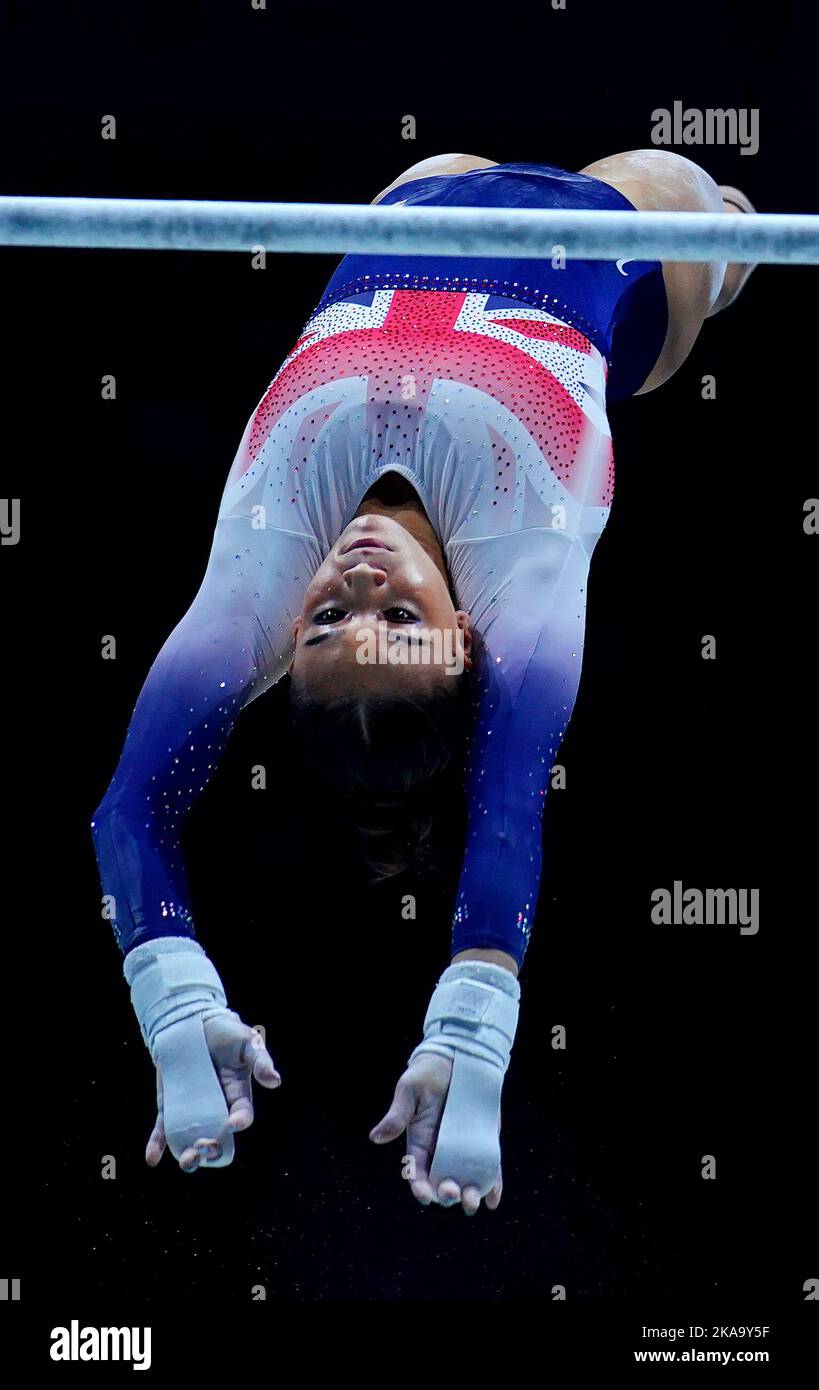 Great Britain's Georgia-Mae Fenton on the uneven bars during day four ...