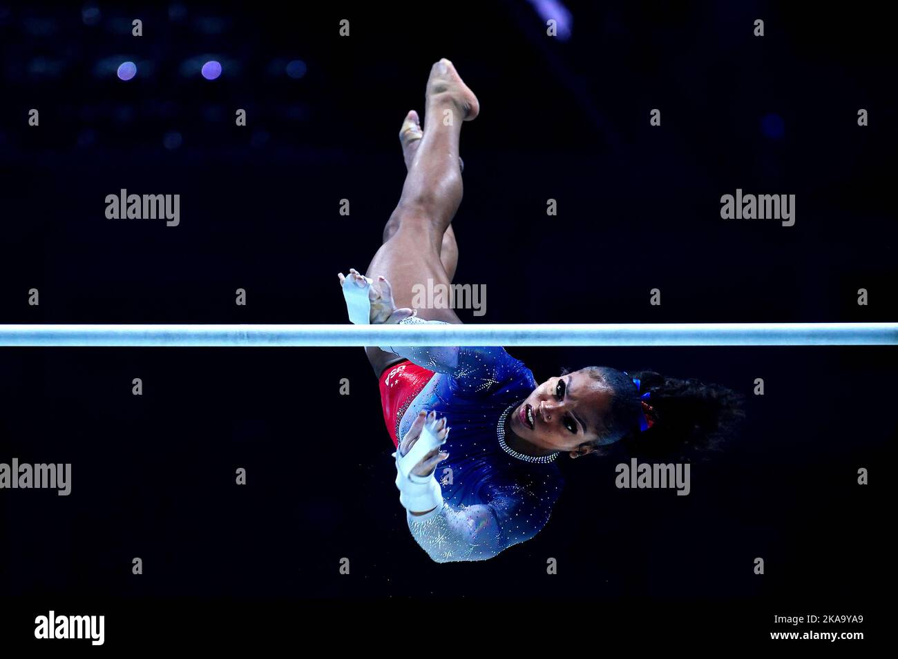 USA's Shilese Jones on the uneven bars during day four of the FIG ...