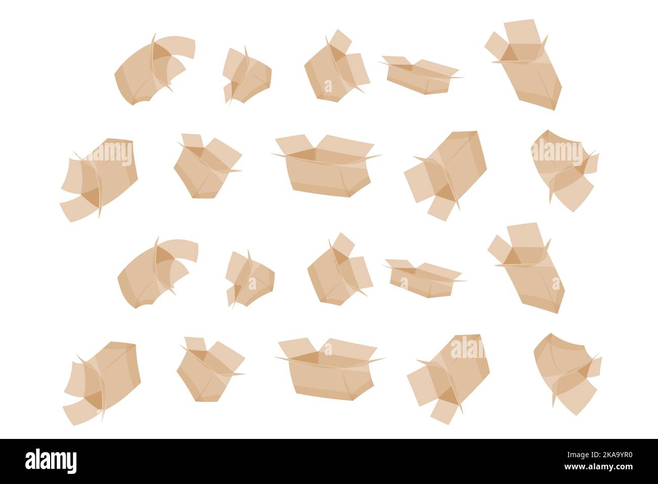 Pattern from cardboard boxes on a white background. The concept of ...