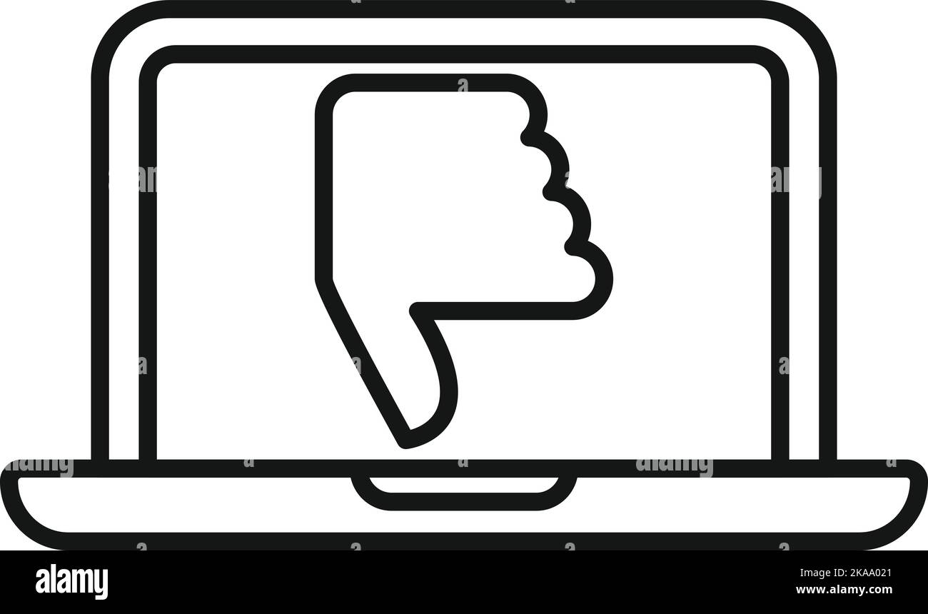 Laptop dislike icon outline vector. Social media. Negative person Stock ...