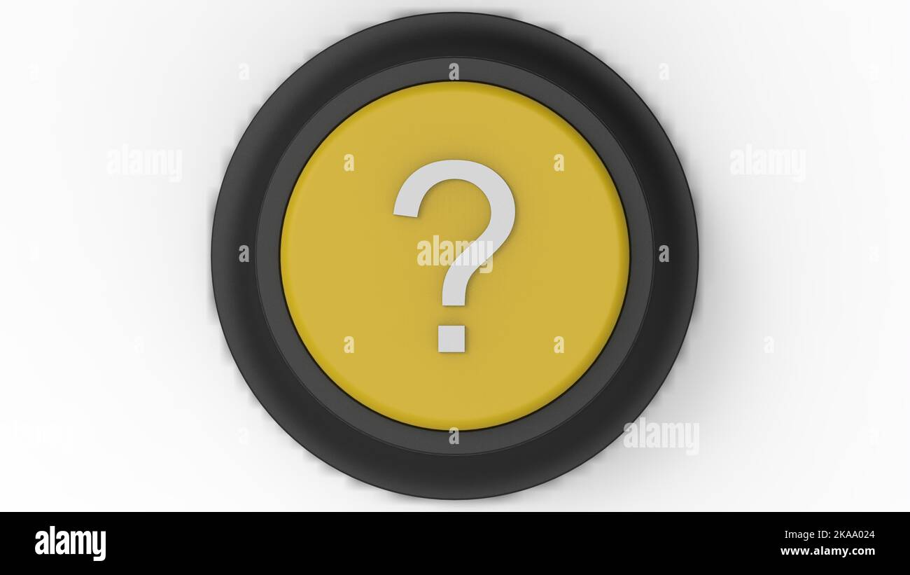 question mark yellow button isolated illustration 3d render Stock Photo ...