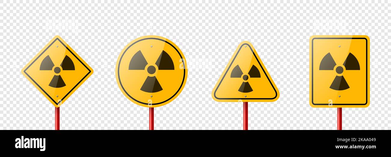 Vector Yellow Warning, Danger Radiation Sign Icon Set Isolated. Nuclear Power Station ...