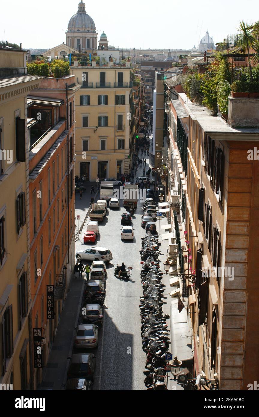 A vertical shot of a busy street in Rome, Italy leading to St. Peter's ...