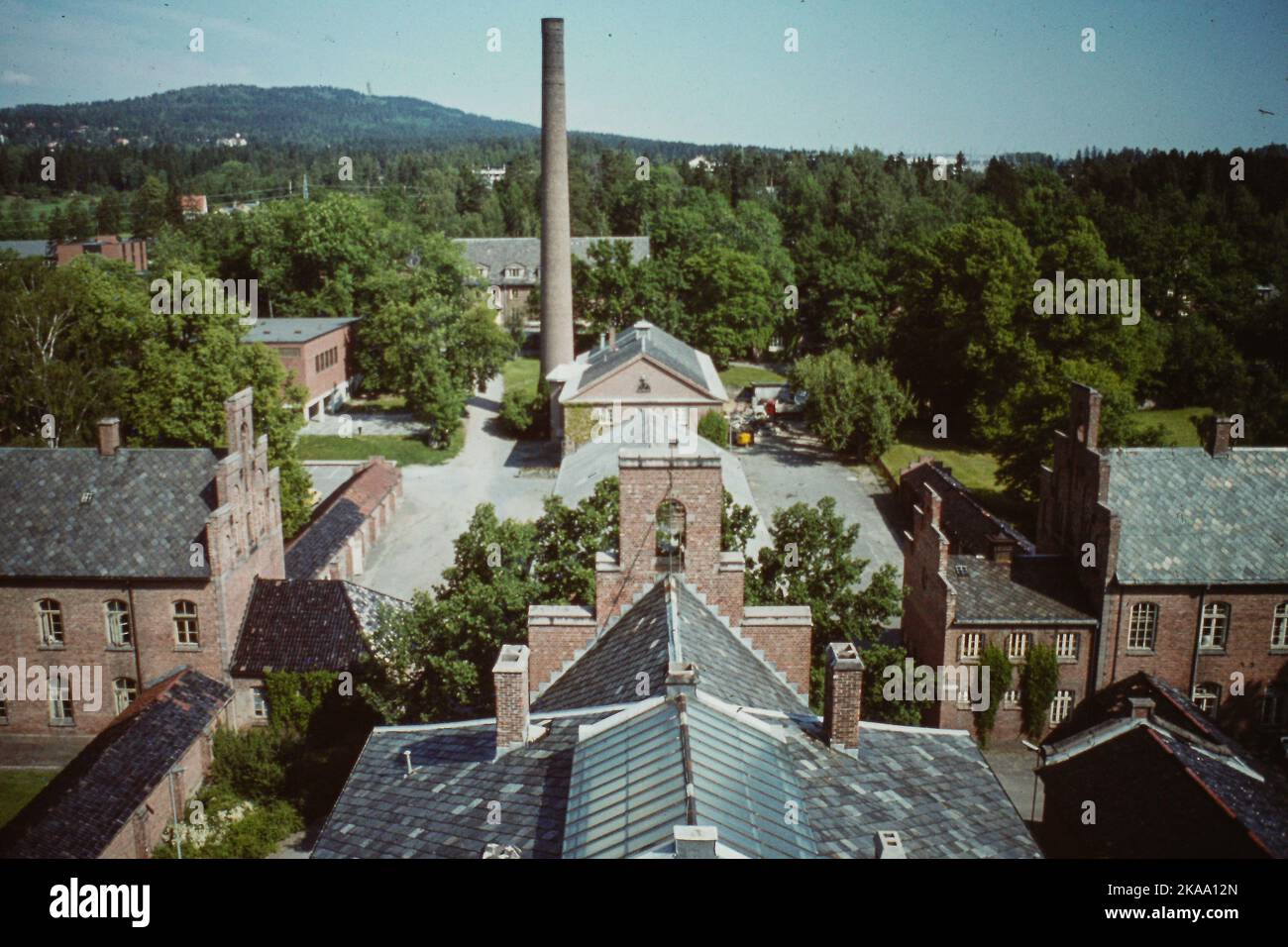 View from tower of Gaustad church The bell in Oslo Norway Stock Photo ...