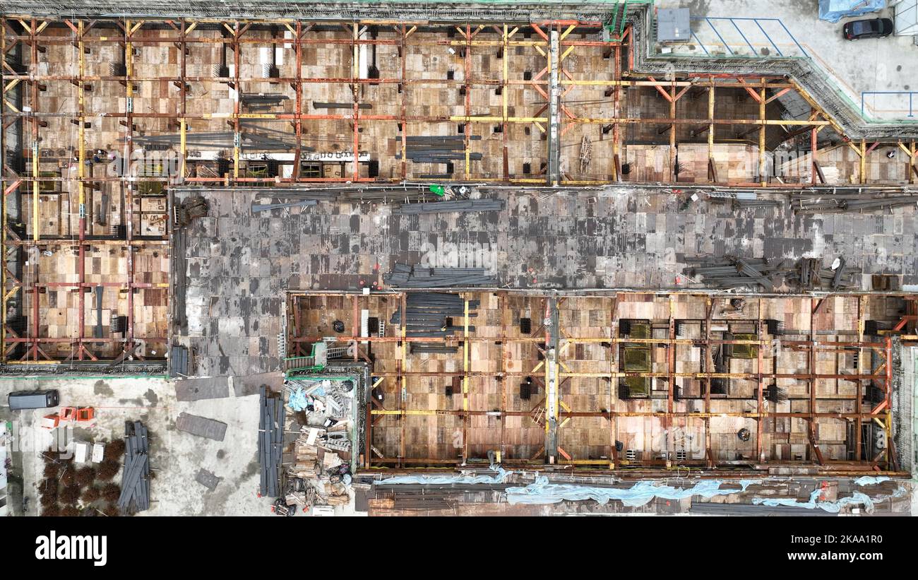 An aerial top view of building under construction Stock Photo - Alamy