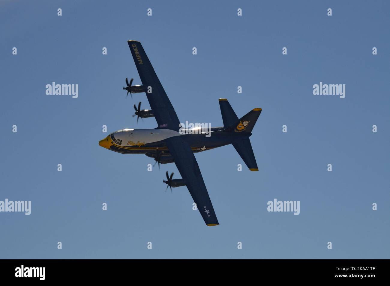 Fat Albert, a USMC C-130J transport, makes a pass at the 2022 Miramar ...