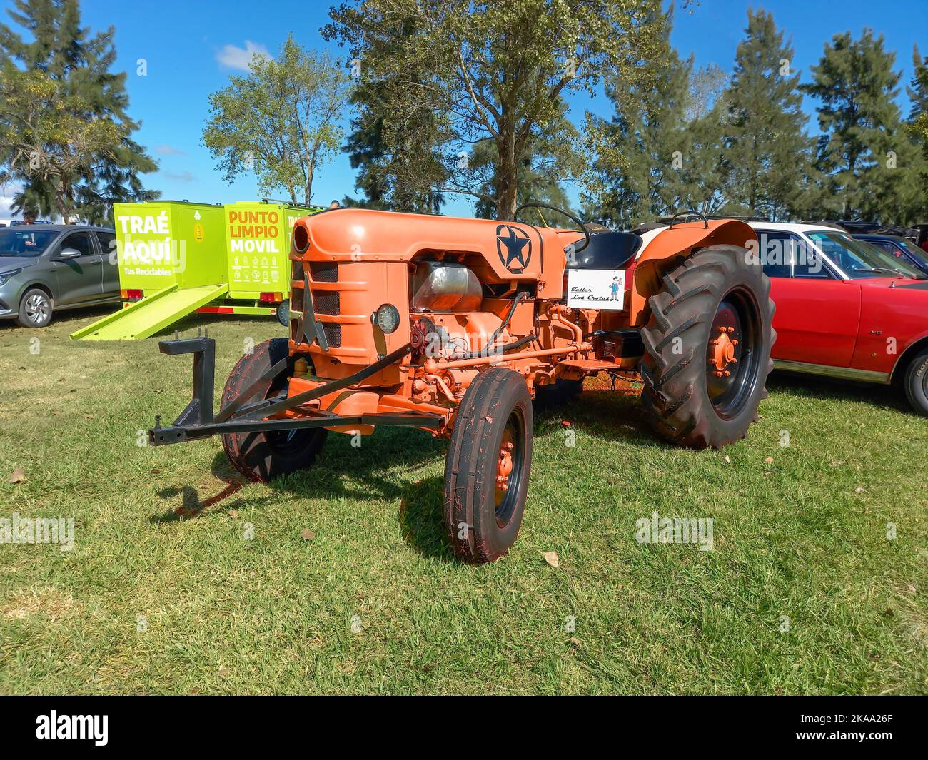 Old orange Deutz Fahr agricultural tractor 1950s or 1960s in the ...