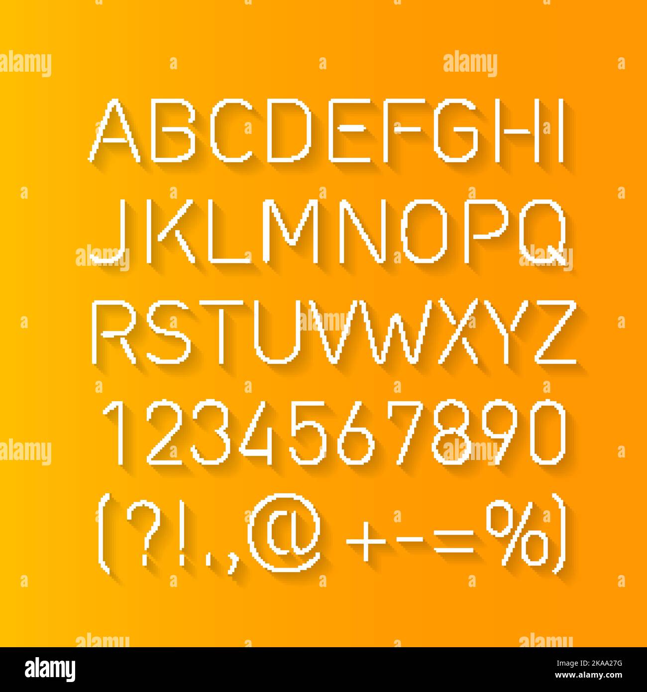 Font Thin Lines with Shadow Isolated on Orange Background Stock Vector ...