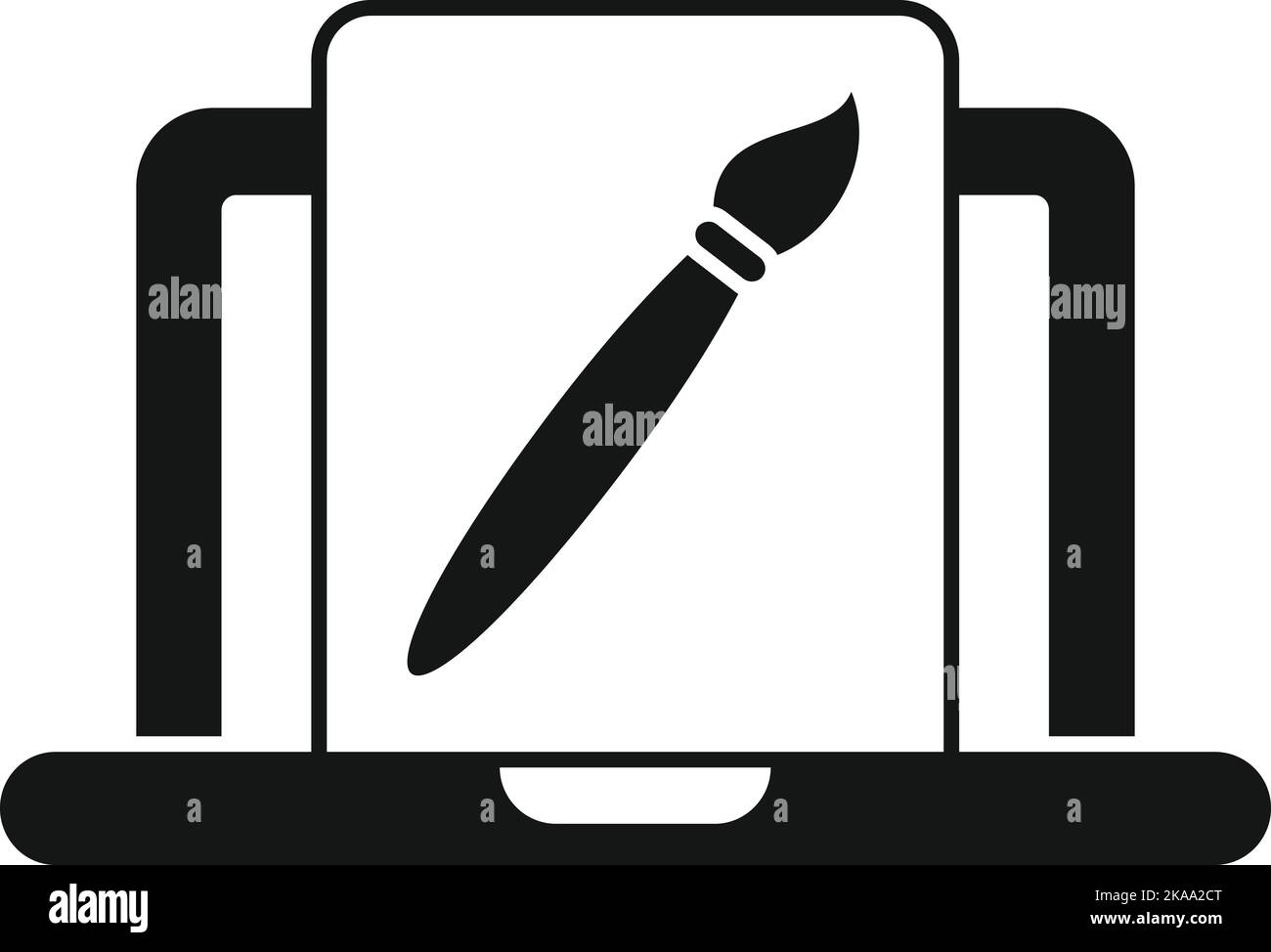 Laptop paint icon simple vector. Ui creative. Build project Stock ...