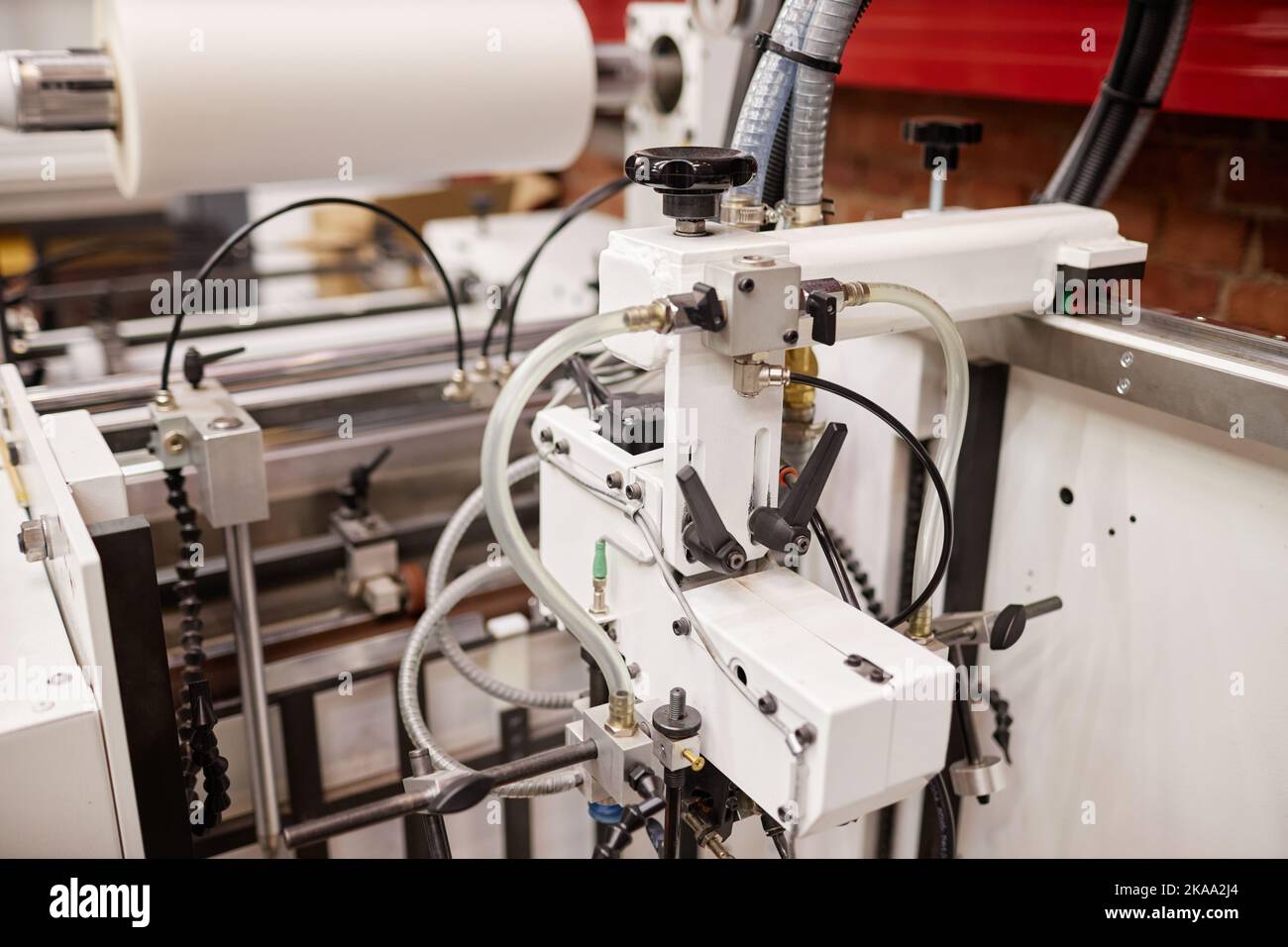 Background image of printing press system in industrial print shop ...