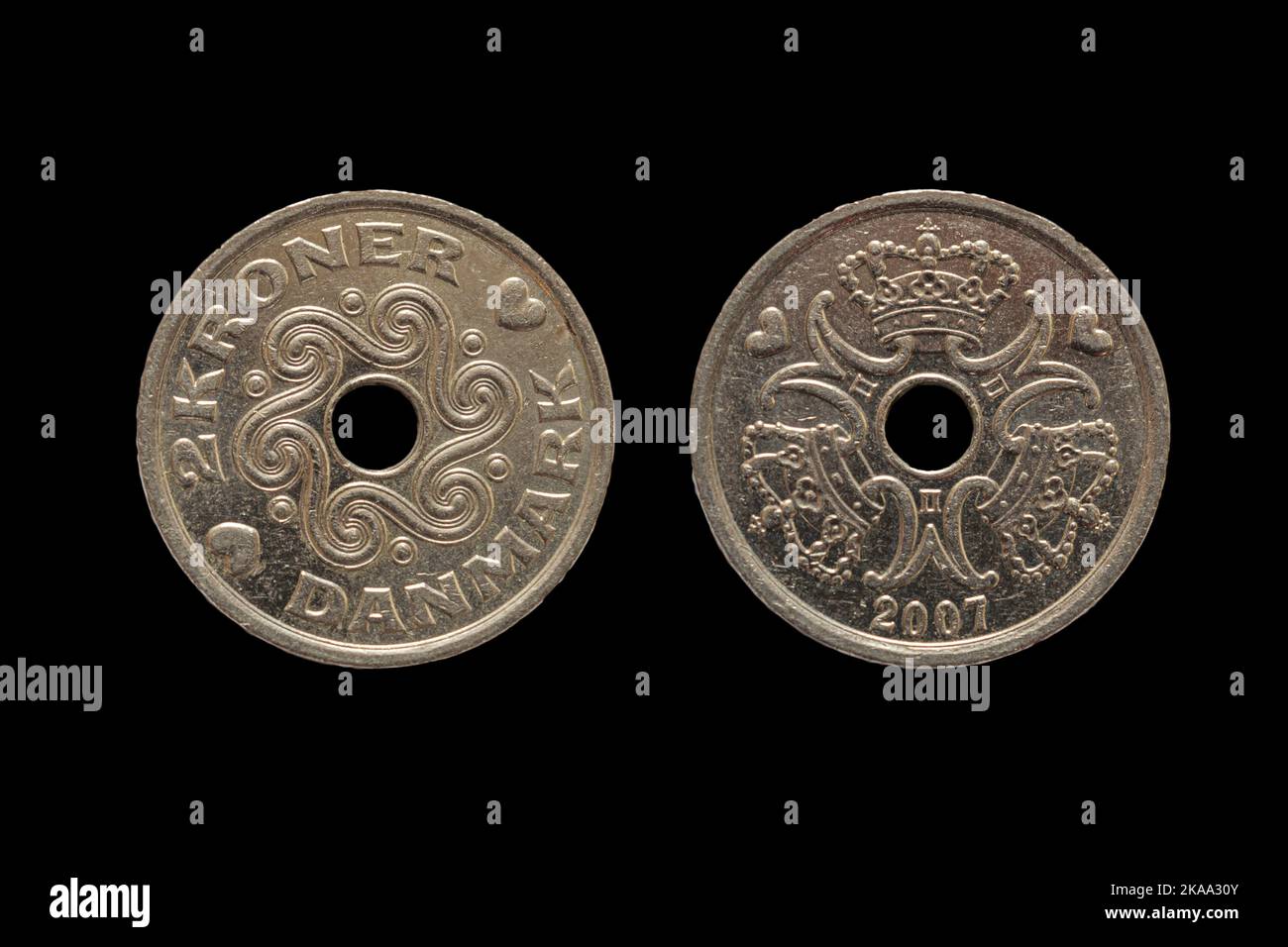 Danish krone coin obverse and reverse. Currency of Denmark, Faroe ...
