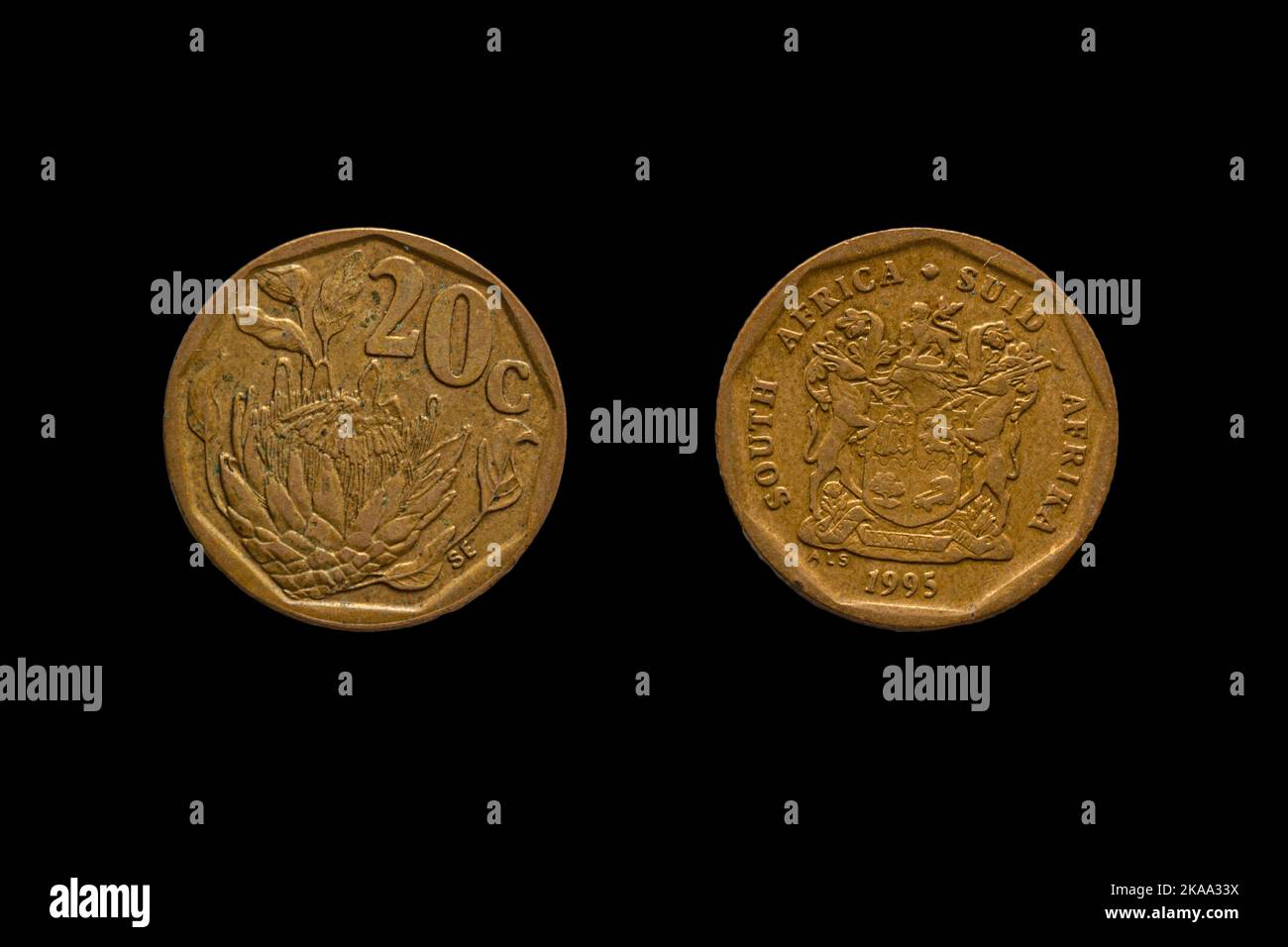 South African rand coin obverse and reverse. Currency of the Republic ...