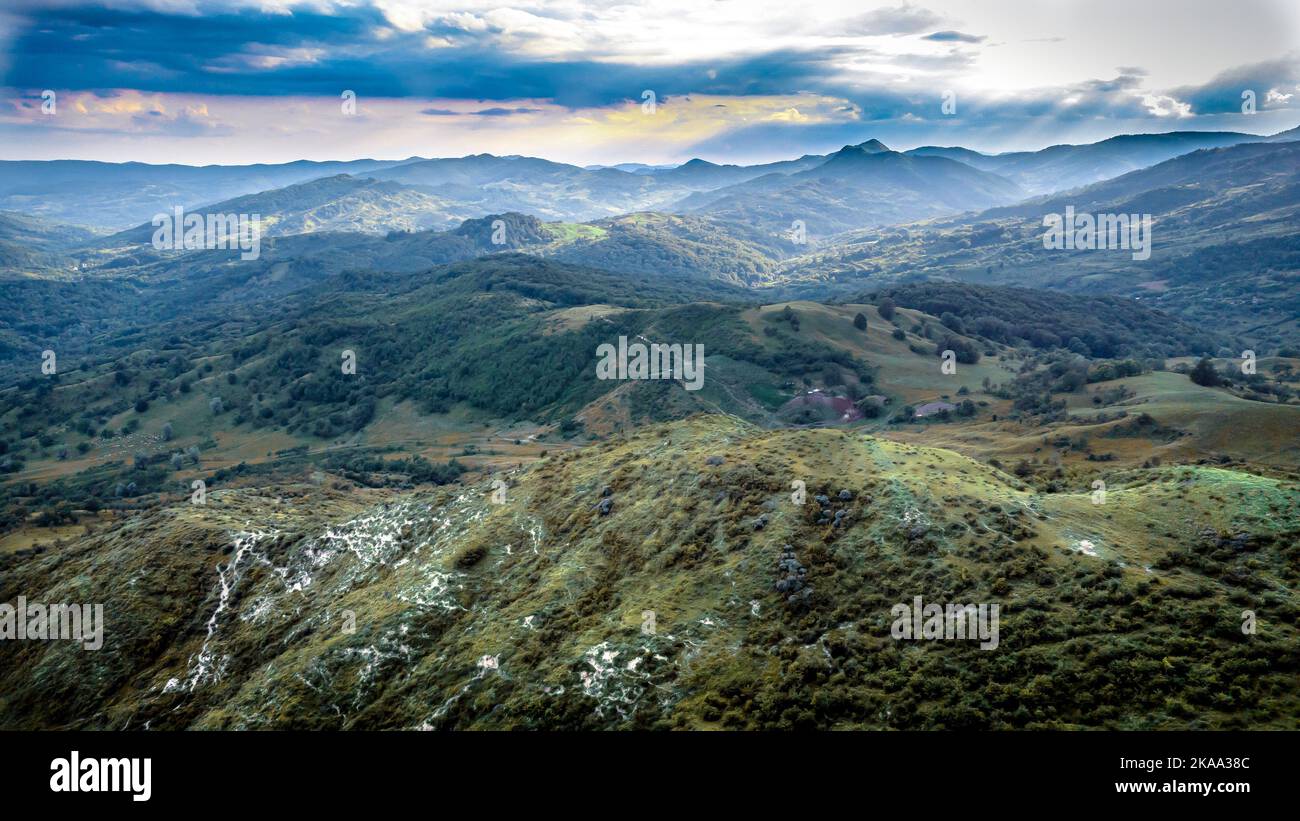 An aerial view of mountain layers Stock Photo - Alamy