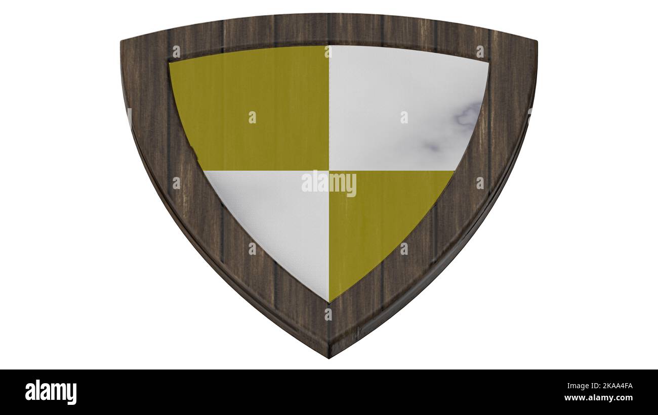 shield yellow white wood medieval 3d render illustration Stock Photo ...
