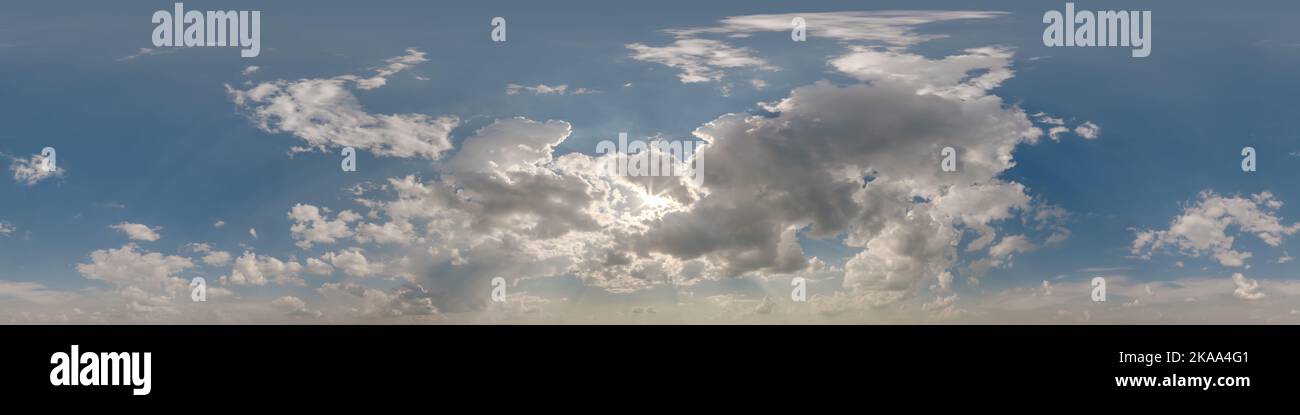 evening dark pink blue sky hdr 360 panorama with white beautiful clouds ...