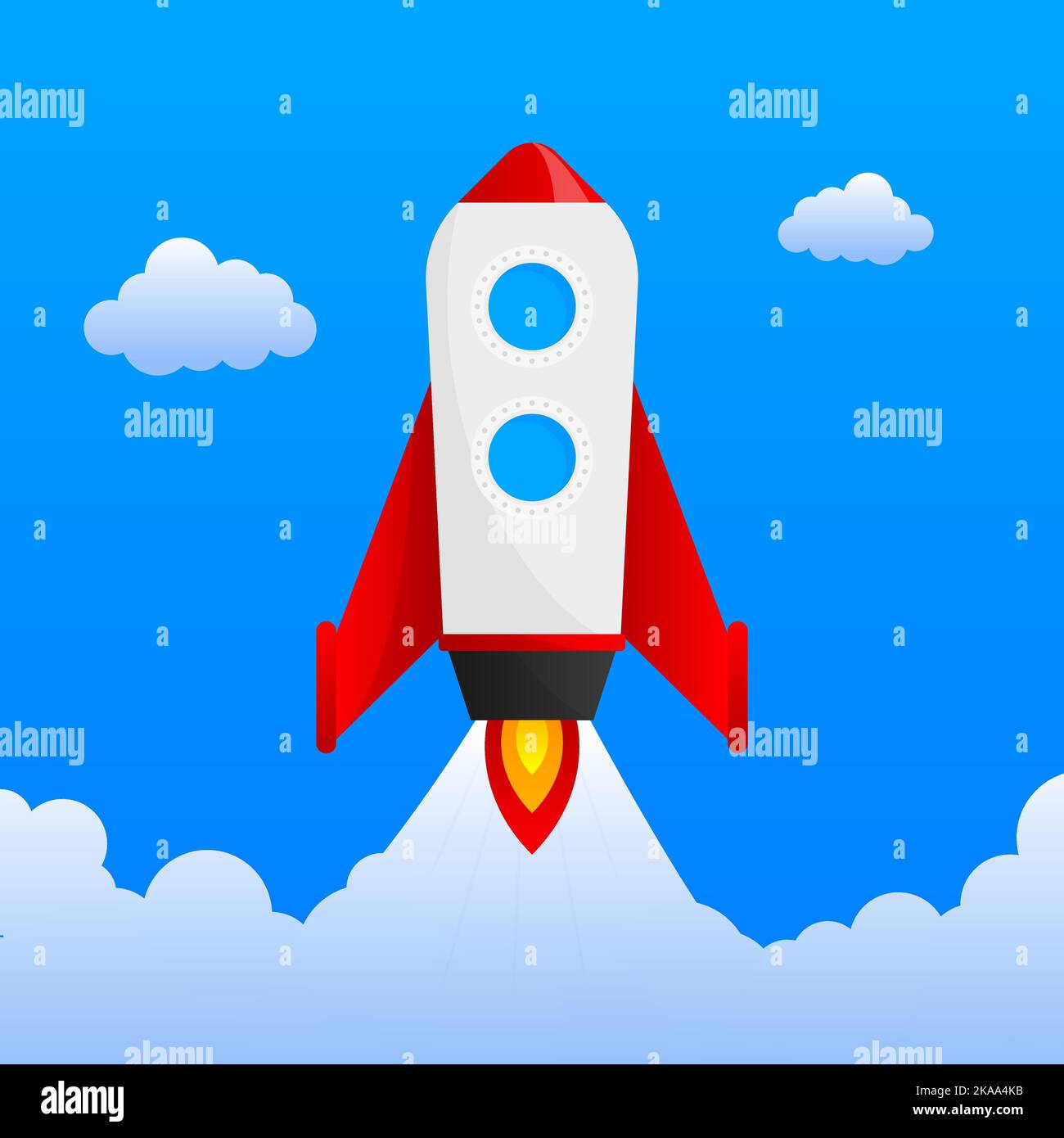 Realistic icon with black rocket. Rocket in cartoon style on light ...