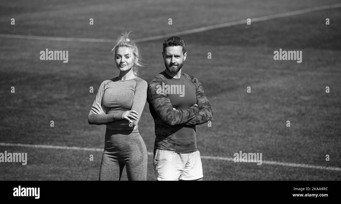 before workout. athlete and sportsman. sport couple is good team ...