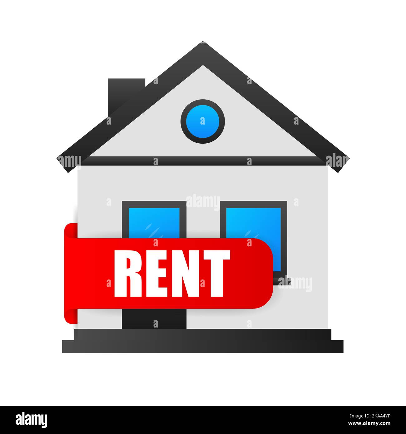 For rent stamp in flat style on red background. Vector flat design ...