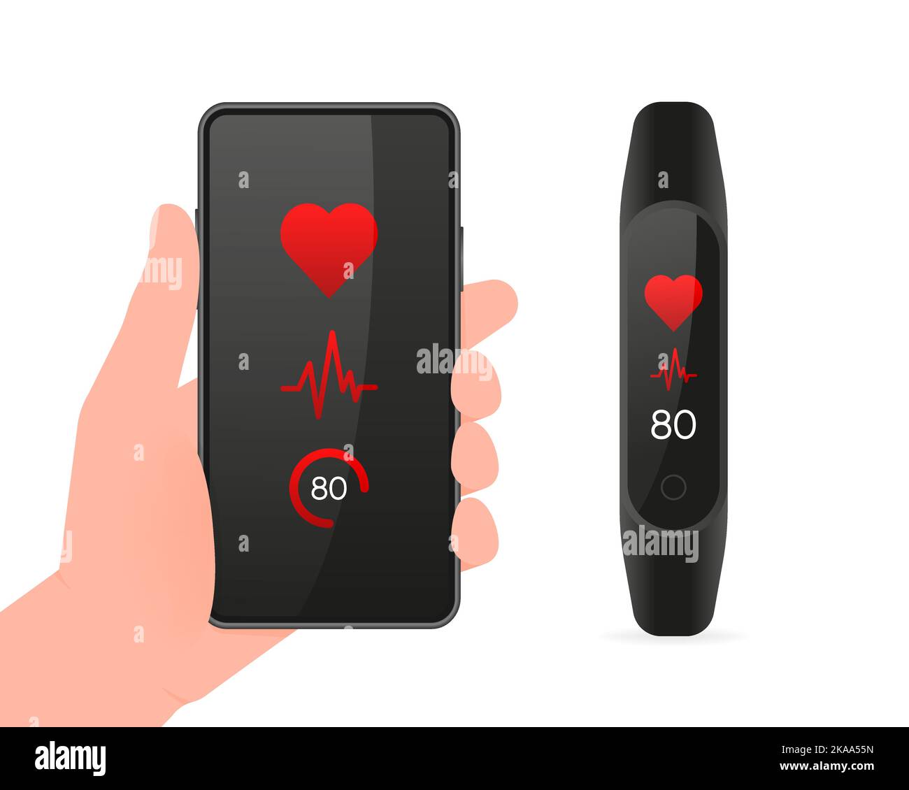 Flat smart bracelets. Vector graphic. Cartoon illustration on white ...