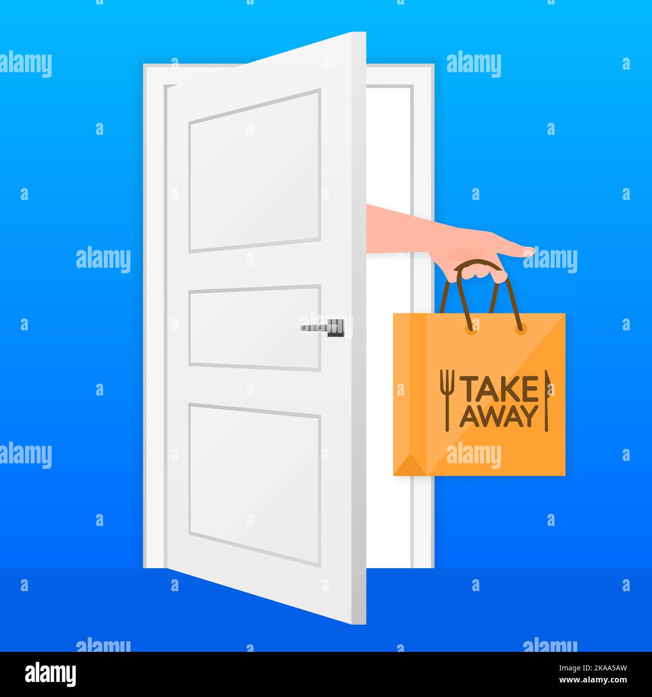 Take away bag in flat style. Coffee shop logo. Vector template Stock ...