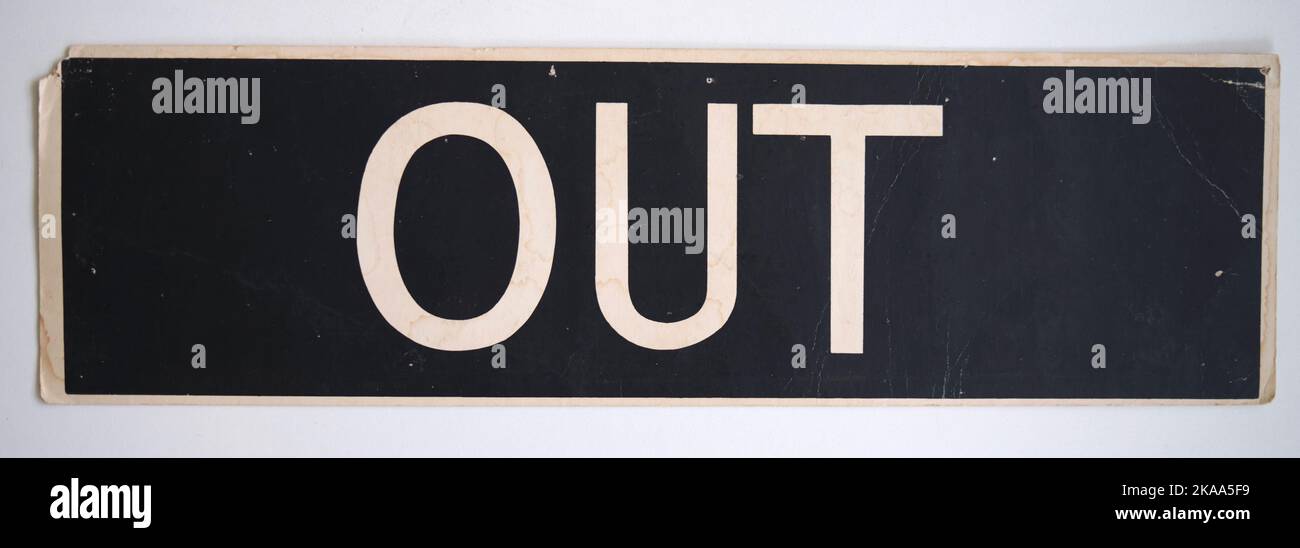 OUT - A Vintage Shop or Office Display Card Notice Stock Photo - Alamy