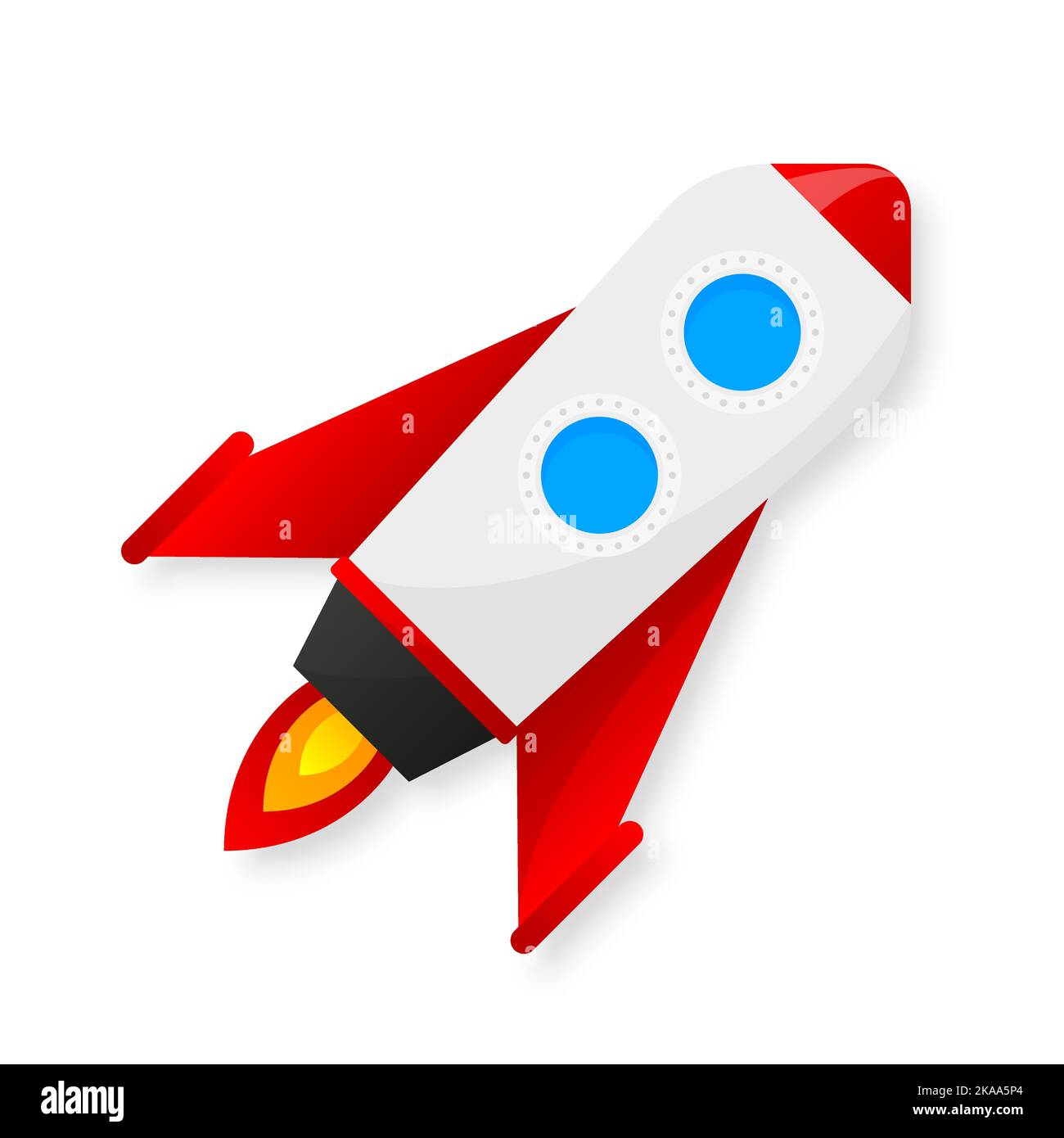 Realistic icon with black rocket. Rocket in cartoon style on light ...