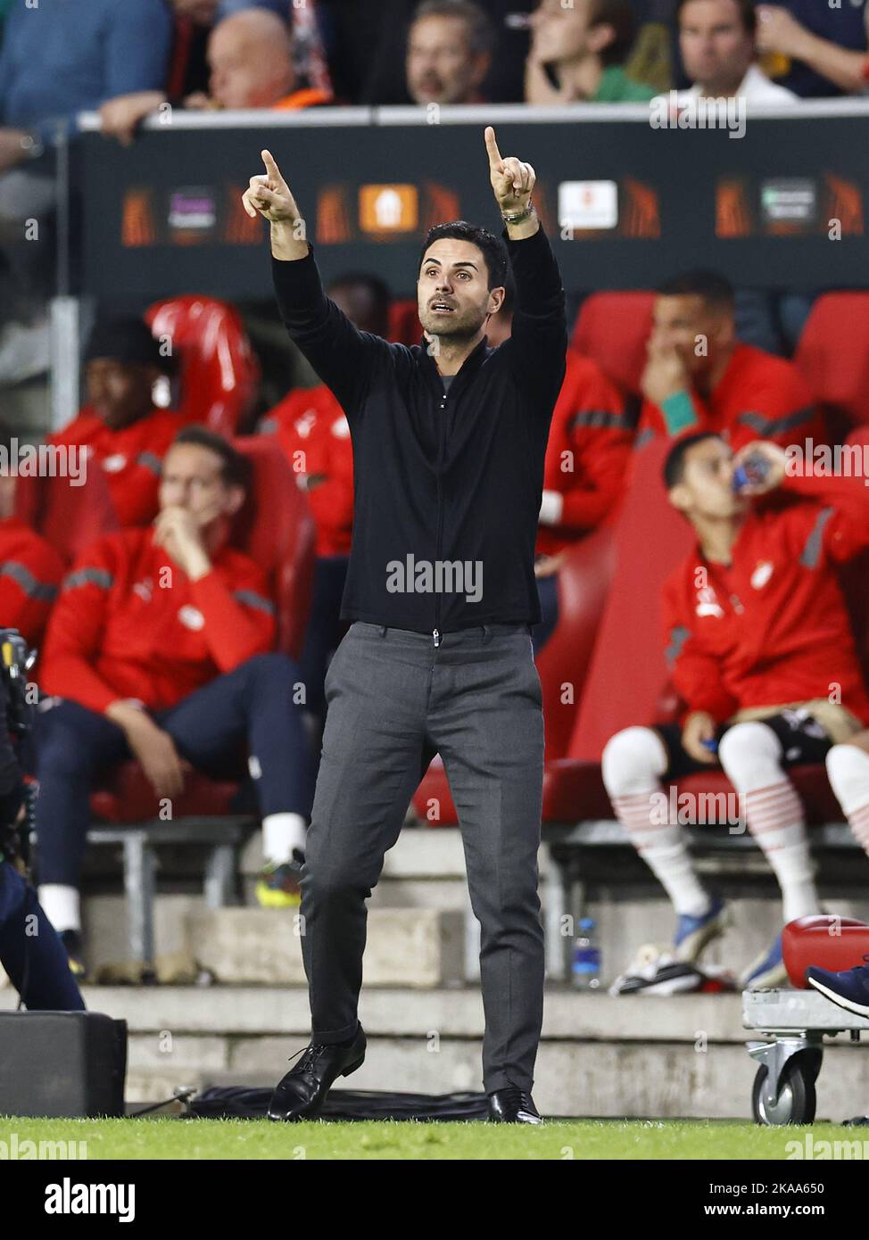EINDHOVEN - Arsenal FC coach Mikel Arteta during the UEFA Europa League ...